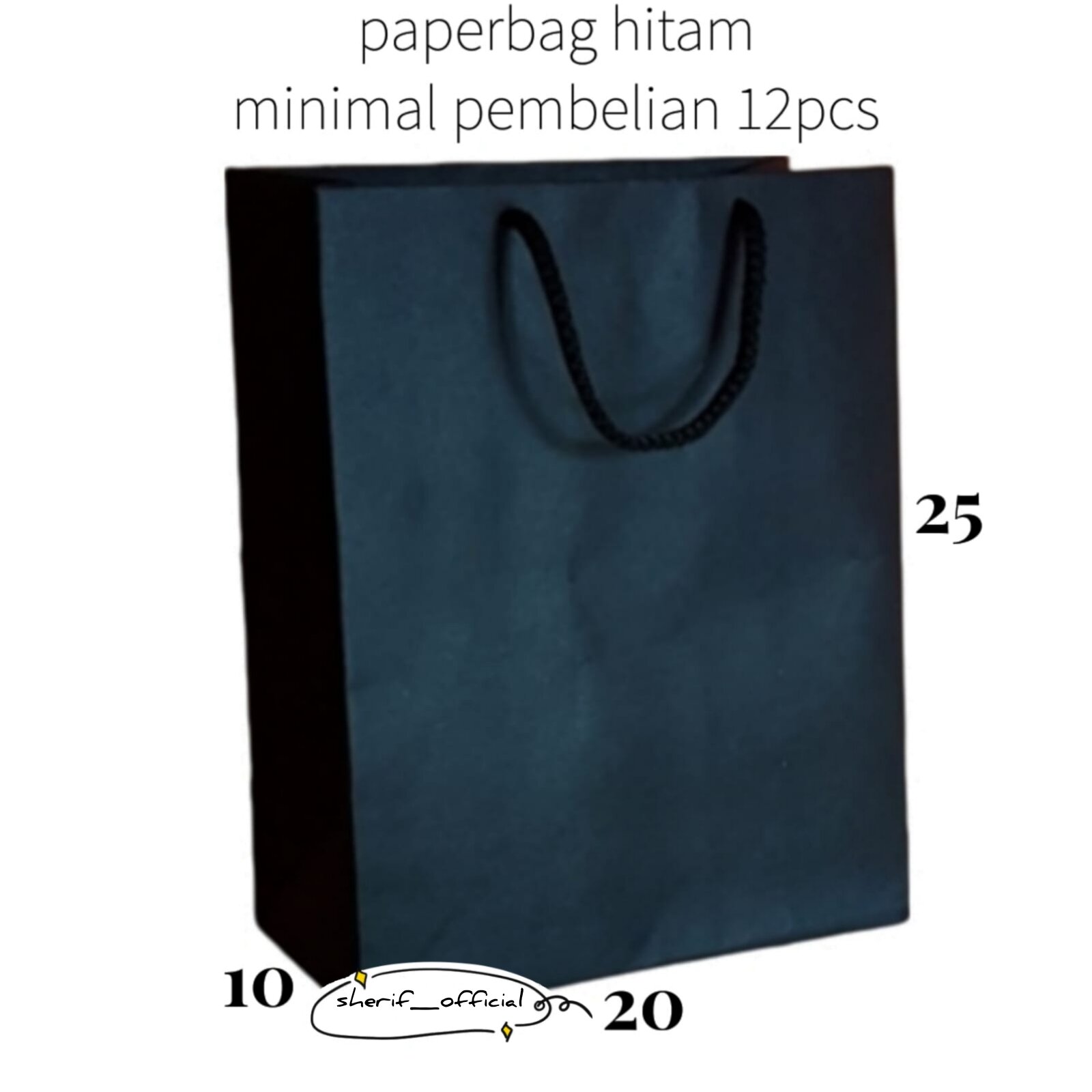 isi 12 paperbag hitam polos P20 L10 T25 paper bag hitam tas kertas ...
