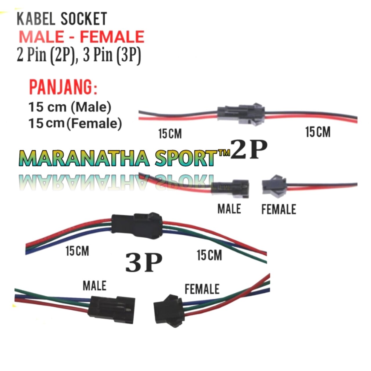 Kabel Soket Konektor Socket Male Female LED Strip DC JST SM 2 3 Pin ...