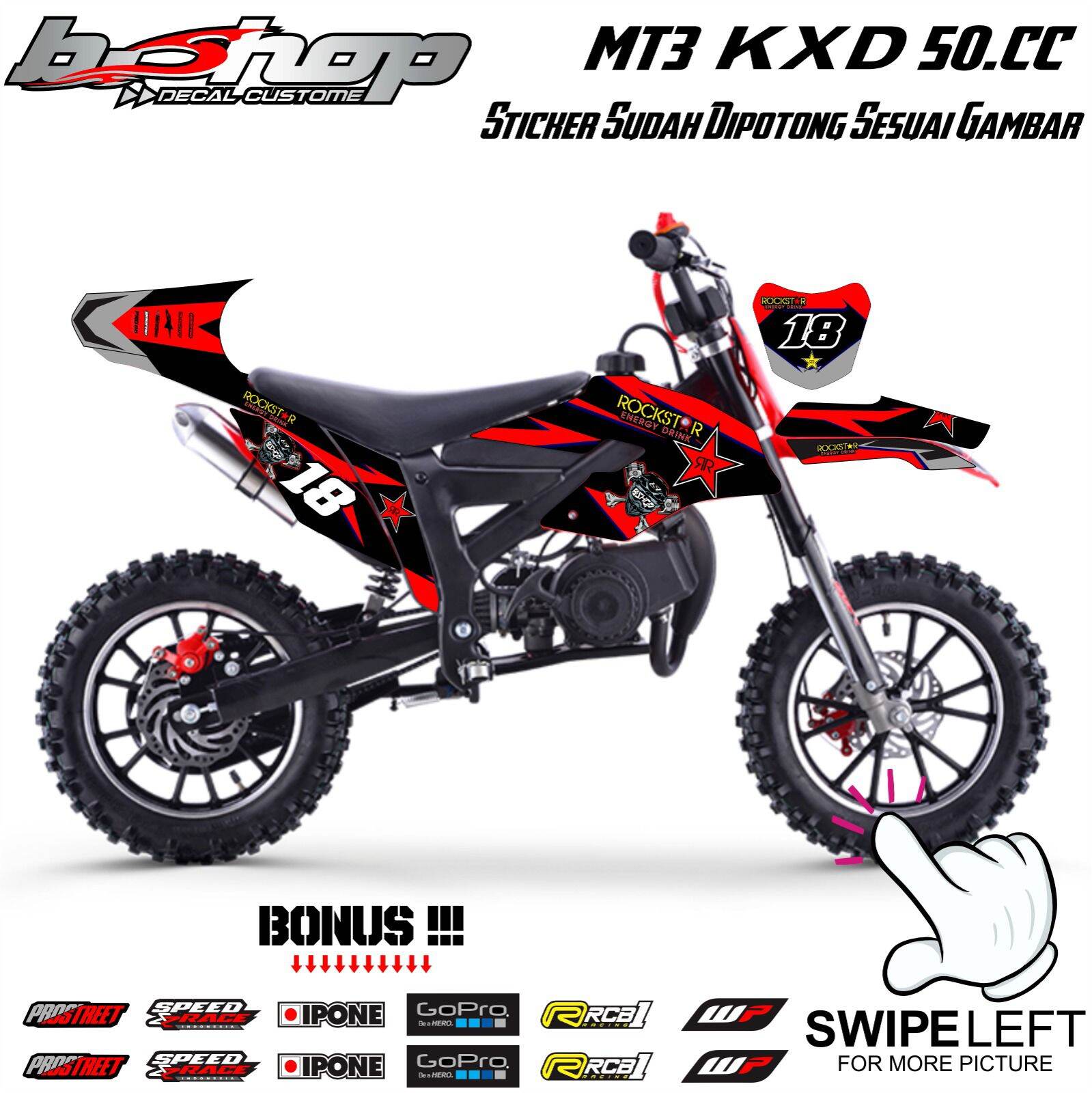 sticker striping mini trail MT3 KXD 50.CC motif 18 variasi banyak ...