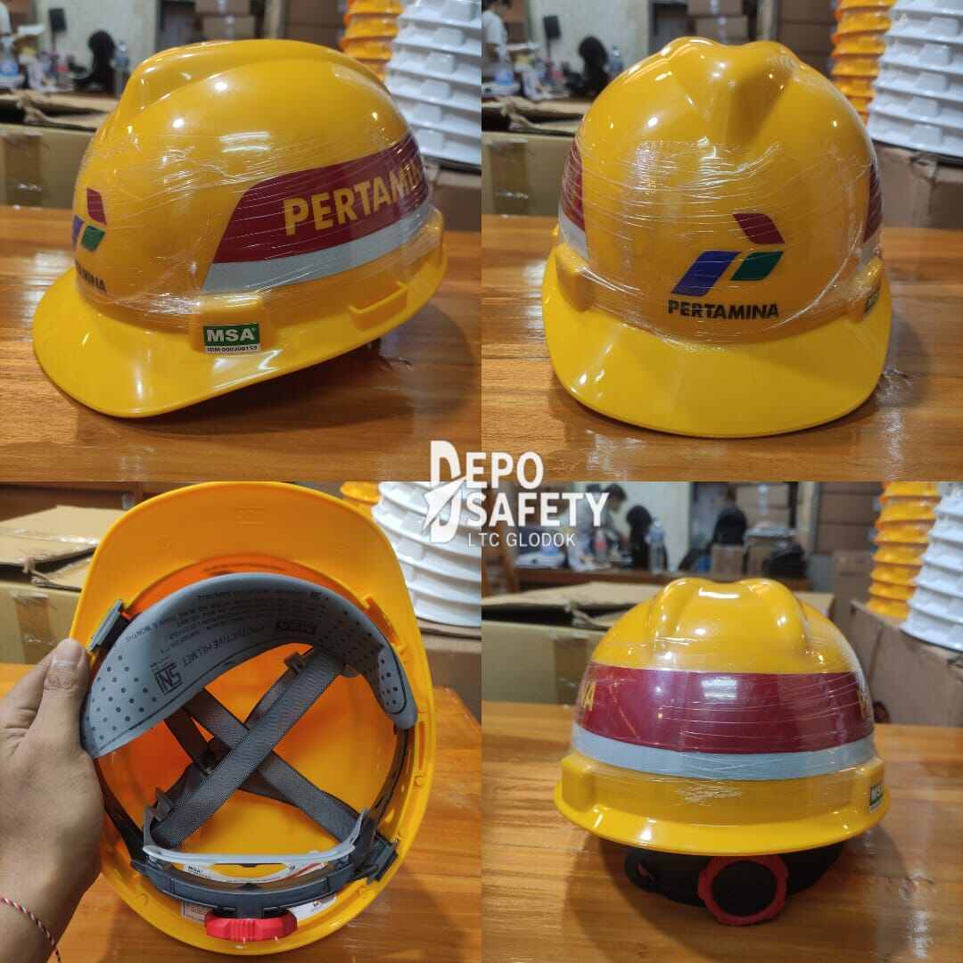HELM SAFETY PERTAMINA HELM MSA SAFETY V GARD WARNA KUNING | Lazada ...
