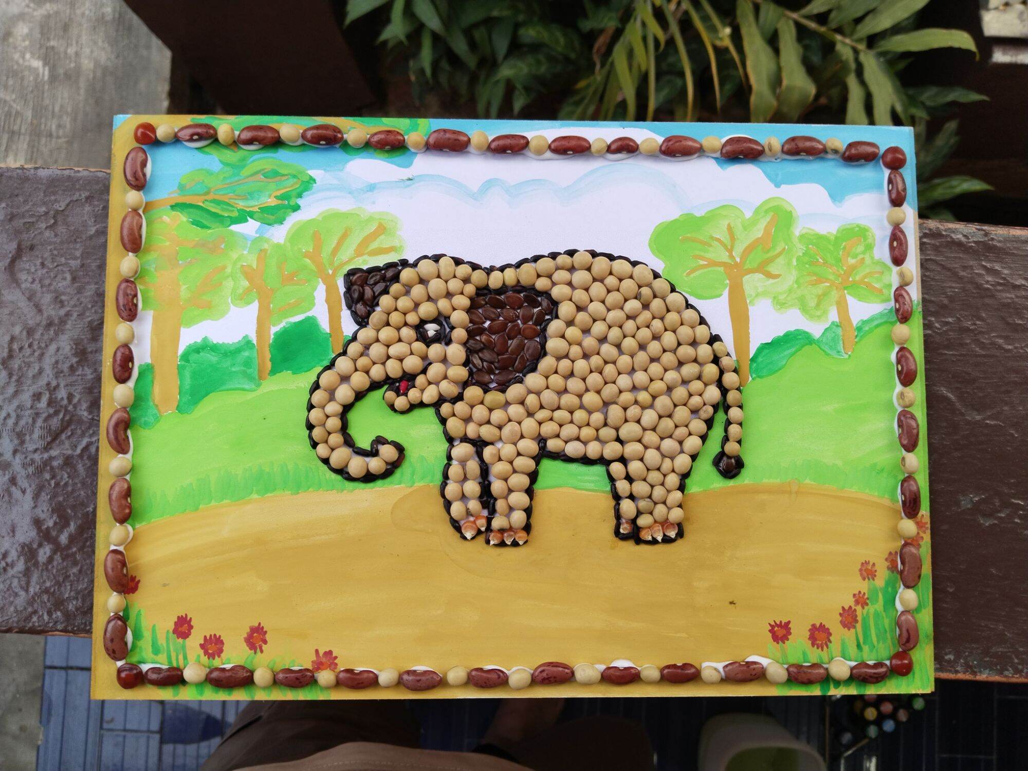 kolase biji bijian gambar gajah latar lukis | Lazada Indonesia