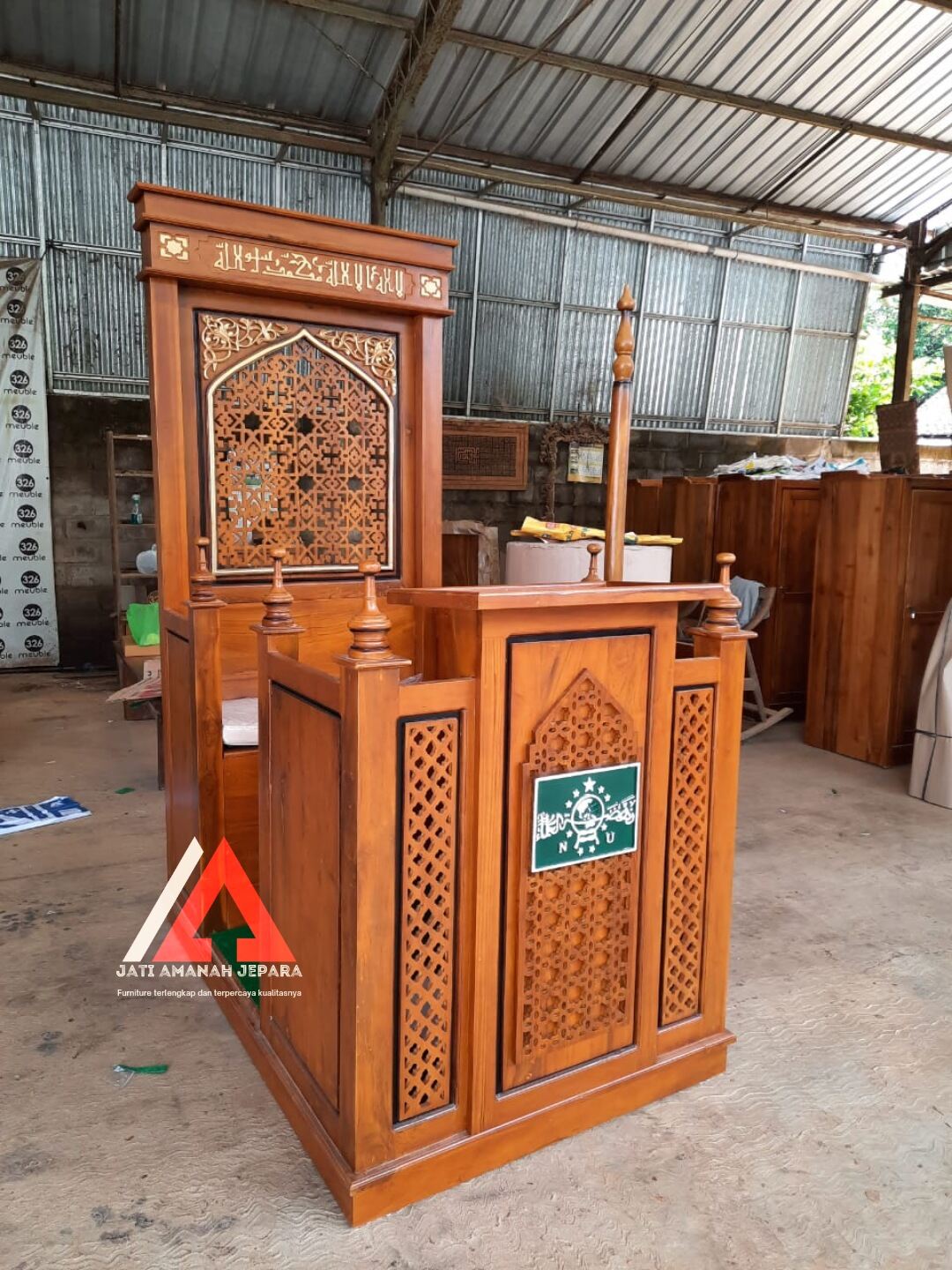 Mimbar masjid minimalis, mimbar masjid mininais kayu jati, mimbar ...