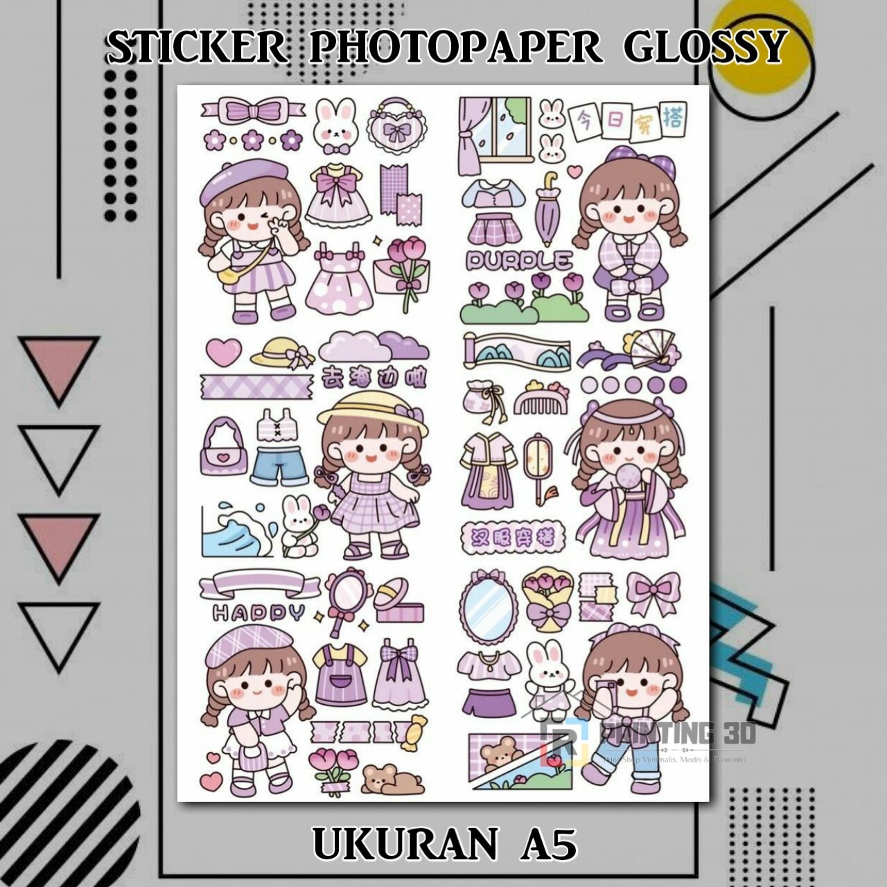 (isi 100 sticker) Sticker aesthetic murah lucu berwarna karakter Roro ...