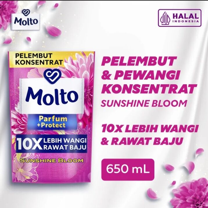 Molto Pelembut & Pewangi Pakaian Softener Konsentrat Parfum +Protect Sunshine Bloom 650 mL ...