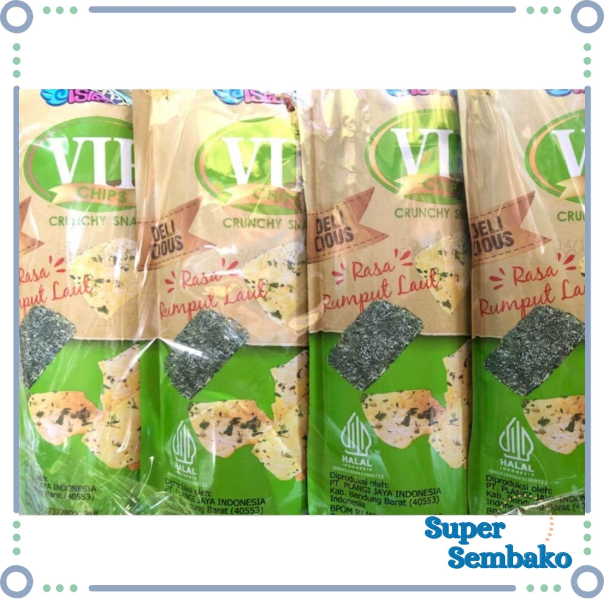 SNACK KERIPIK MAKANAN RINGAN HAPPY ISLAND VIP CHIPS RASA RUMPUT LAUT ...