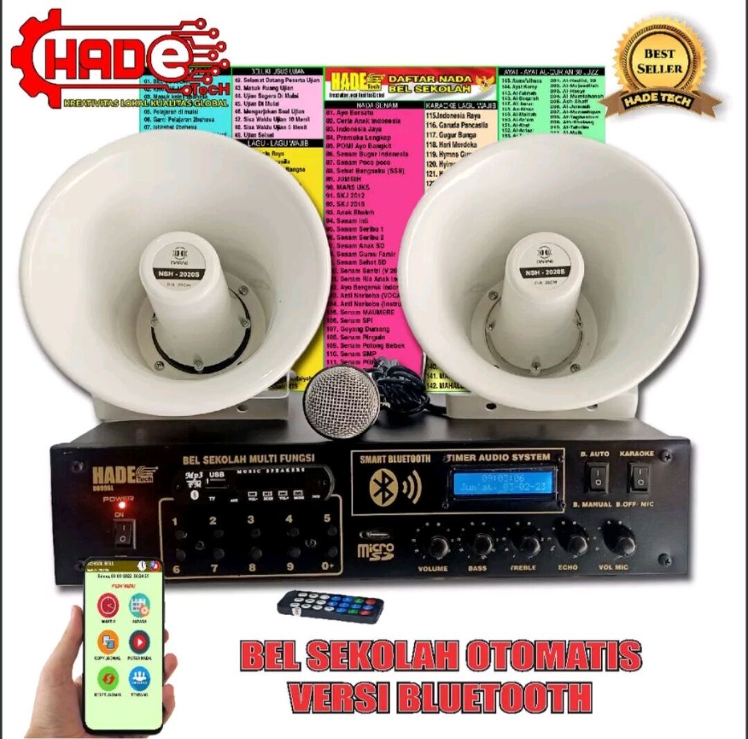 bel sekolah setting android 150 Watt 2 speaker, bel pabrik, amplifier ...