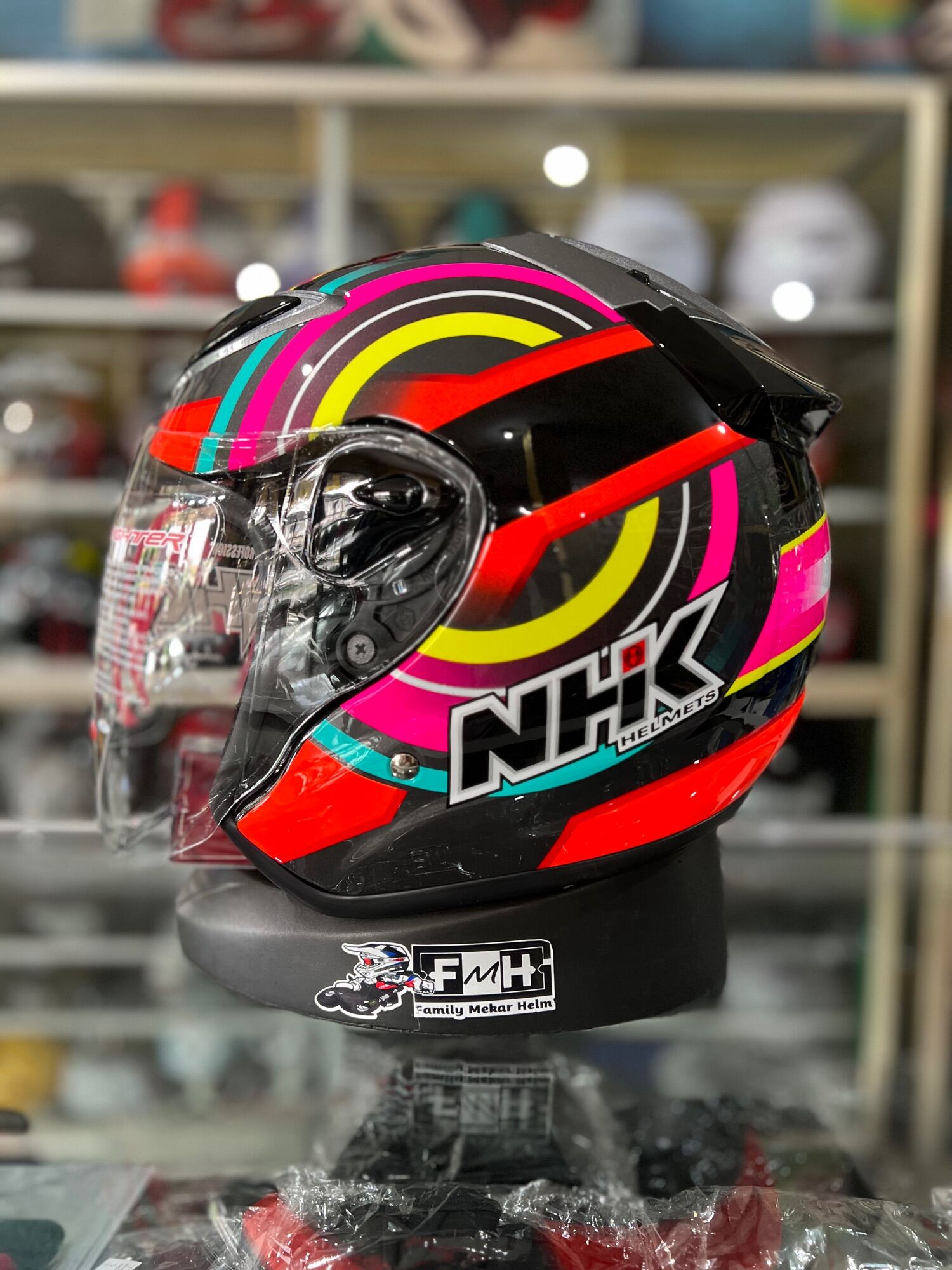 HELM NHK R6 MOTIF XION WARNA BLACK/PINK HELM HALF FACE TERBARU ORIGINAL ...