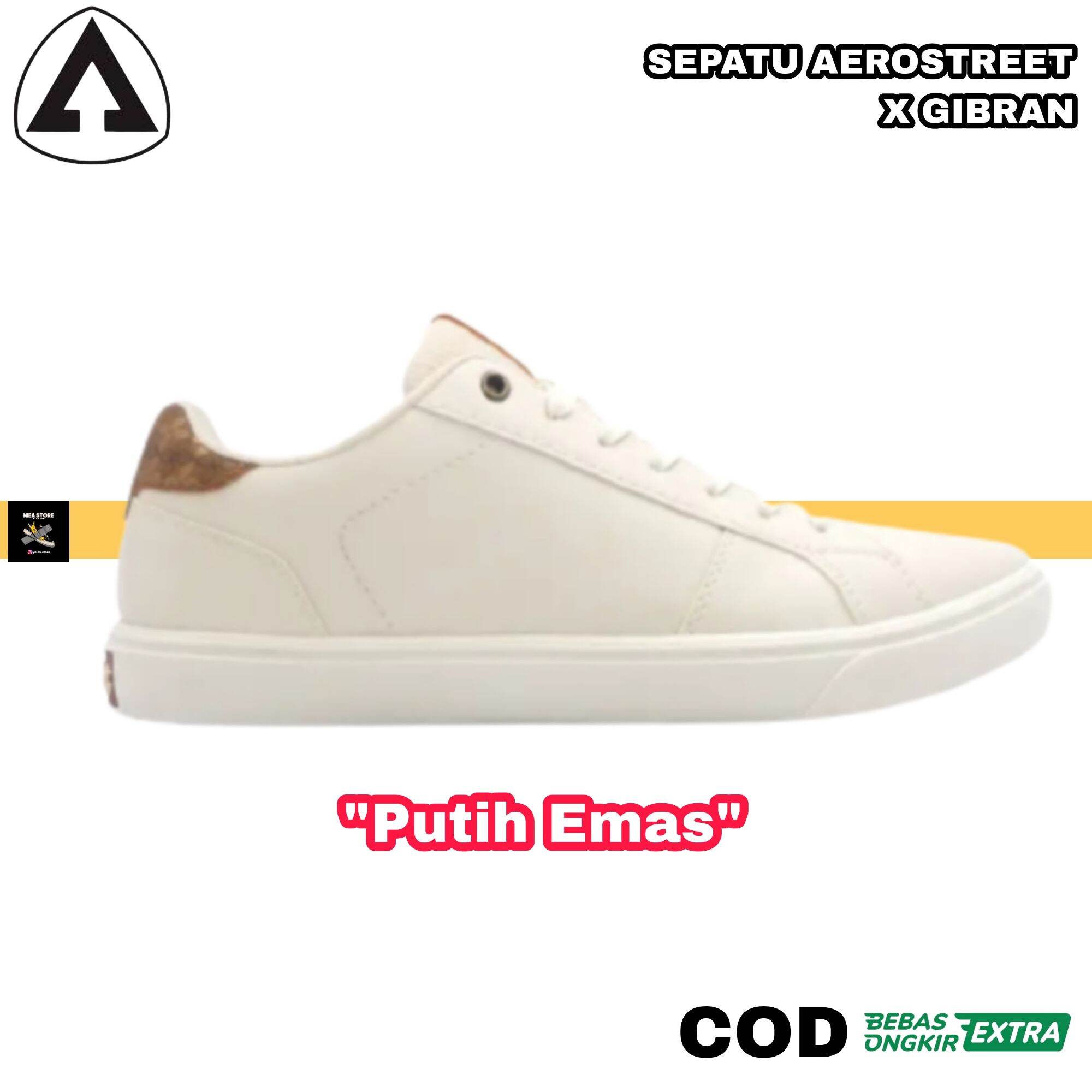 SEPATU AEROSTREET X GIBRAN BATIK SERIES PUTIH EMAS SEPATU SNEAKERS PRIA ...