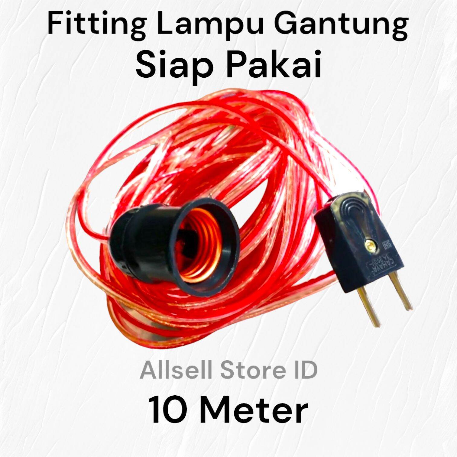 FITTING / FITING / PITING LAMPU GANTUNG E27 + STEKER SNI + KABEL ...