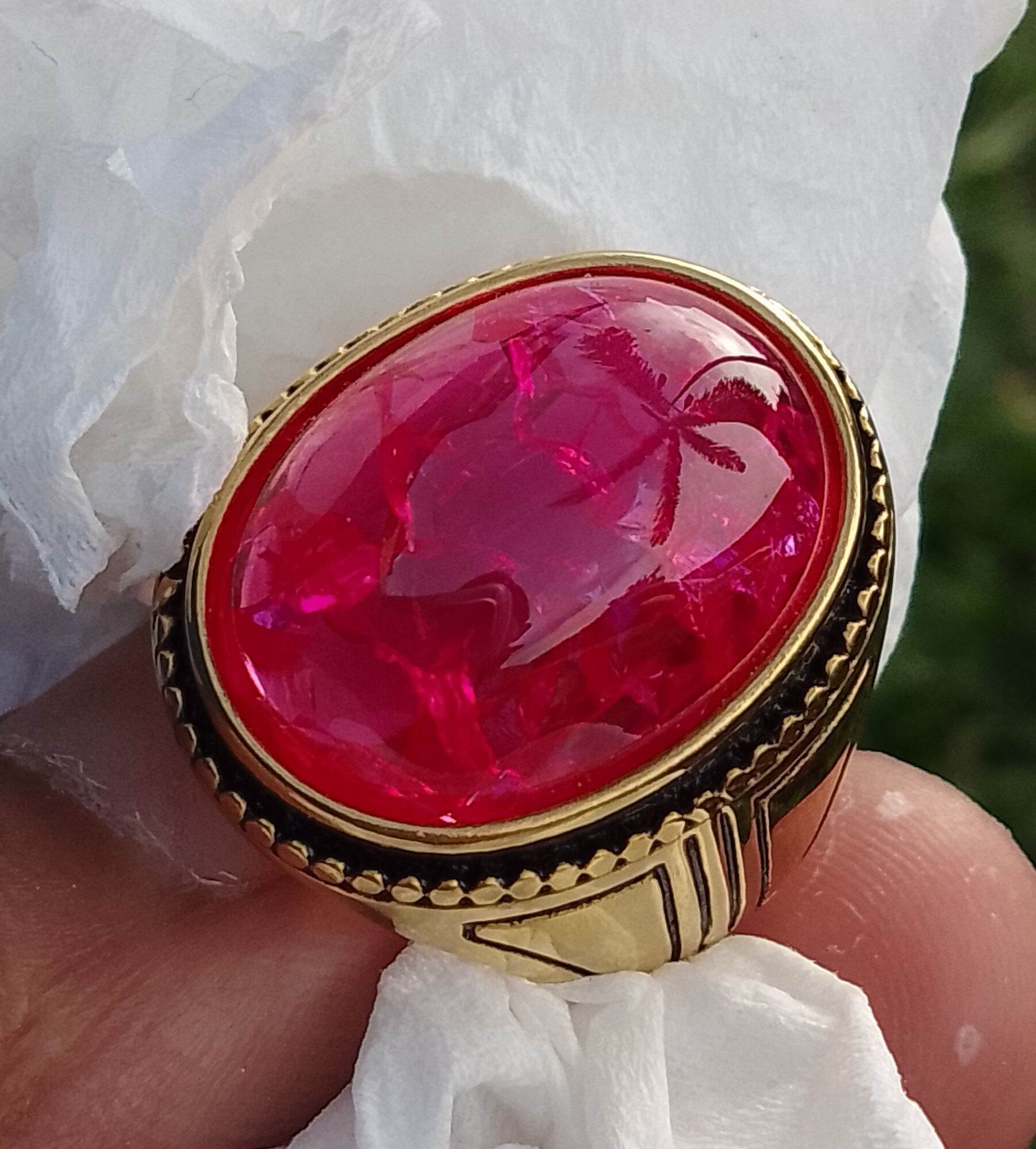 cincin batu merah siam rose pecah seribu asli original bangkok | Lazada ...