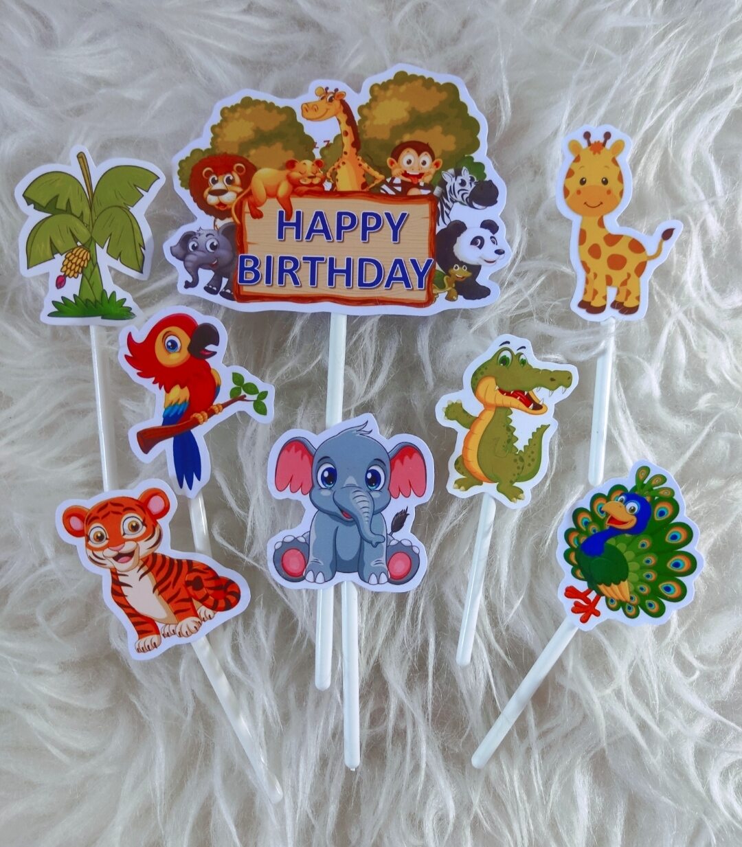 Topper cake Ultah/Safari/8pcs/free nama & tulisan | Lazada Indonesia