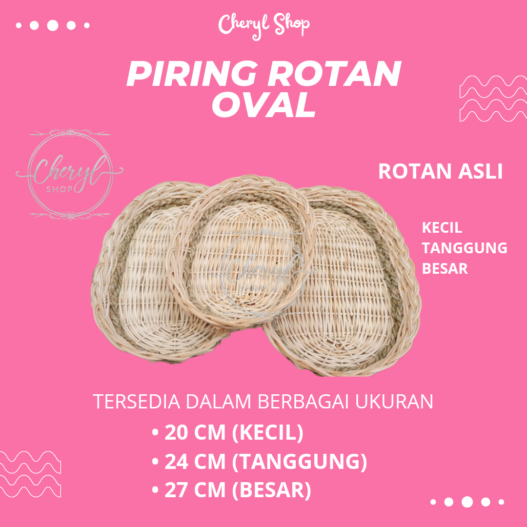 PIRING ROTAN ANYAM / PIRING ROTAN ASTHETIC / PIRING ROTAN OVAL KECIL ...