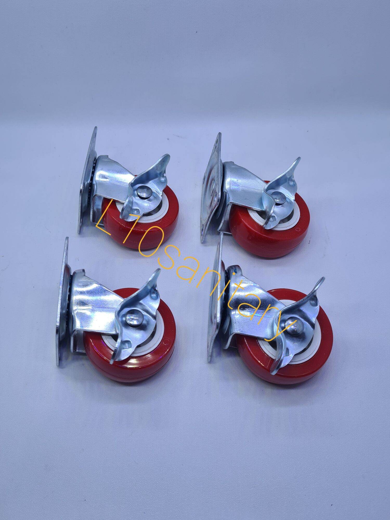 Roda Etalase MERAH / Roda Meja / Roda Kursi GEPENG MERAH Hidup 1set ...