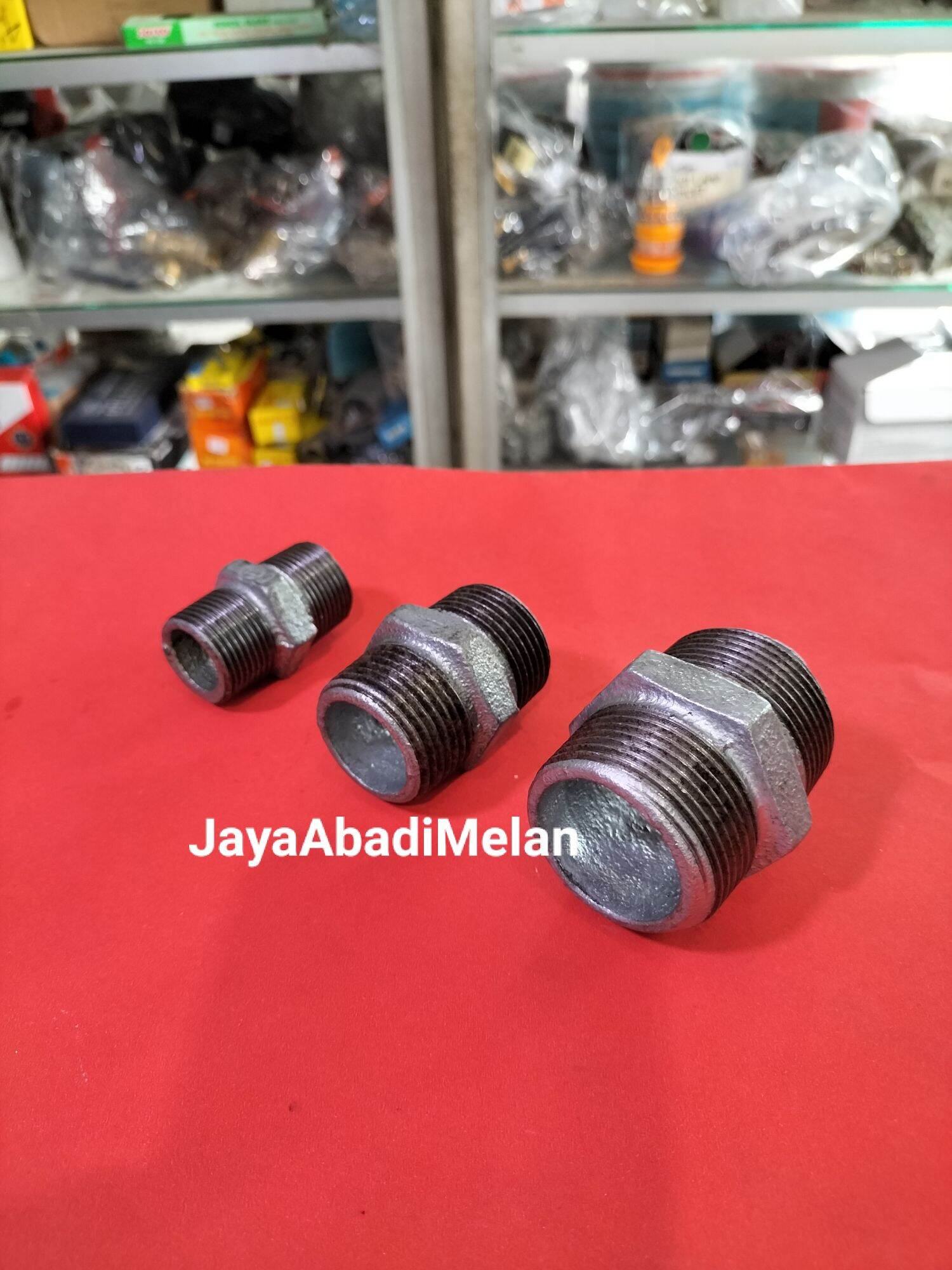 DOUBLE NEPLE GALVANIS 3,/4 - 1 - 1 1/4 INCH / FITING PIPA BESI DOBEL NEPLE DRAT LUAR | Lazada ...