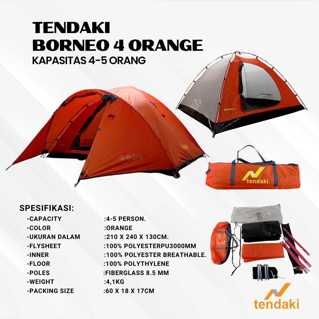 tendaki borneo 4 tenda dome kapasitas 4 orang doble layer | Lazada ...