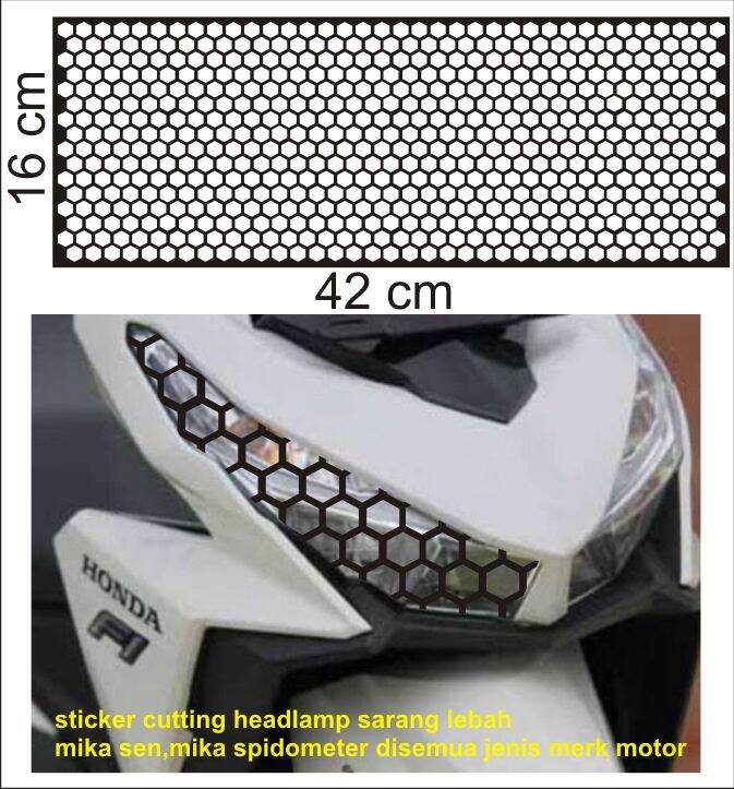 cutting sticker stiker variasi sarang lebah buat di headlamp,mika sen ...
