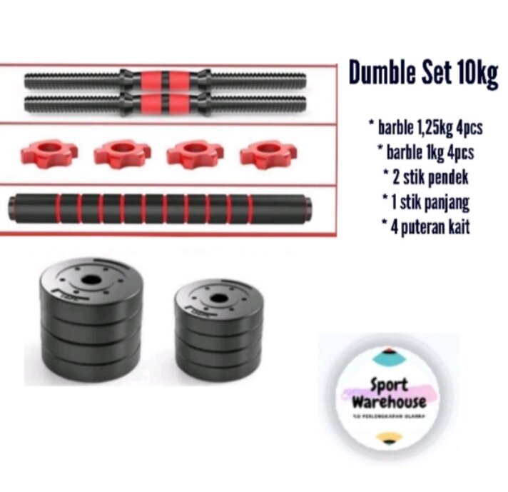 Barbel Set PVC10kg / Set Barbel PVC 10kg / Dumbell PVC 10kg Set ...