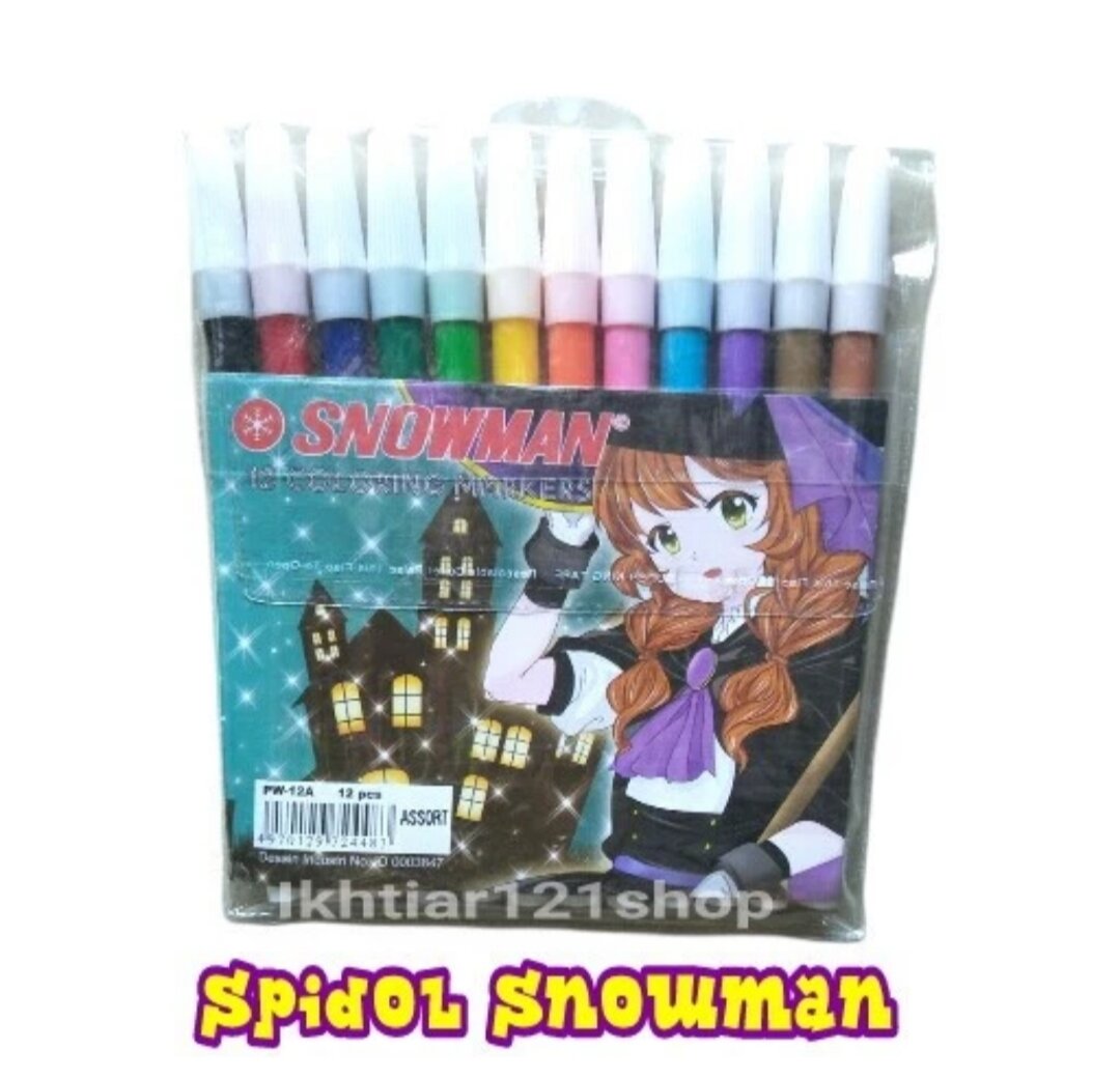 Spidol snowman Pw-12A/spidol kecil 1 set 12 warna | Lazada Indonesia