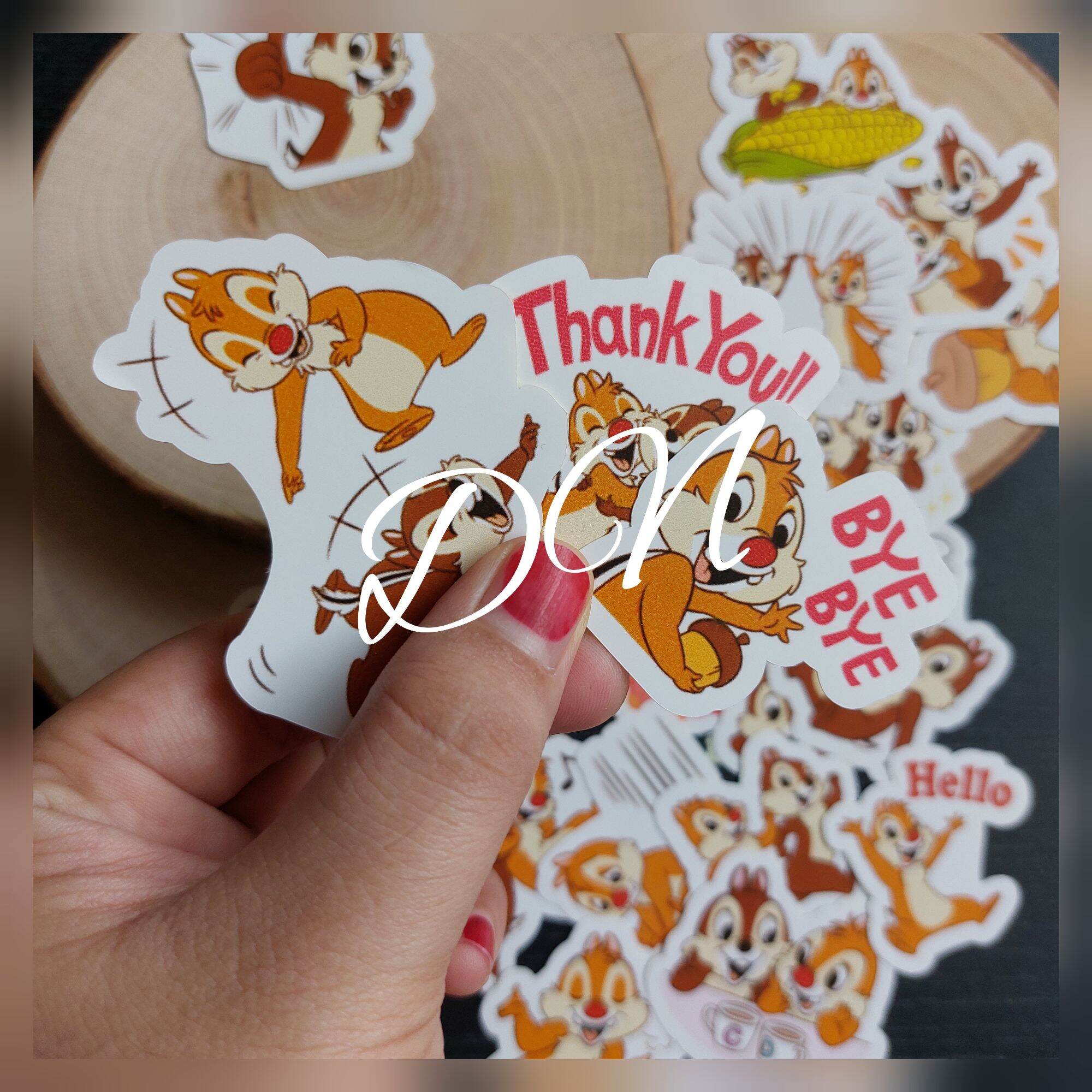 isi 20 pcs stikwe kertas chip dan dale sticker glossy karakter line ...