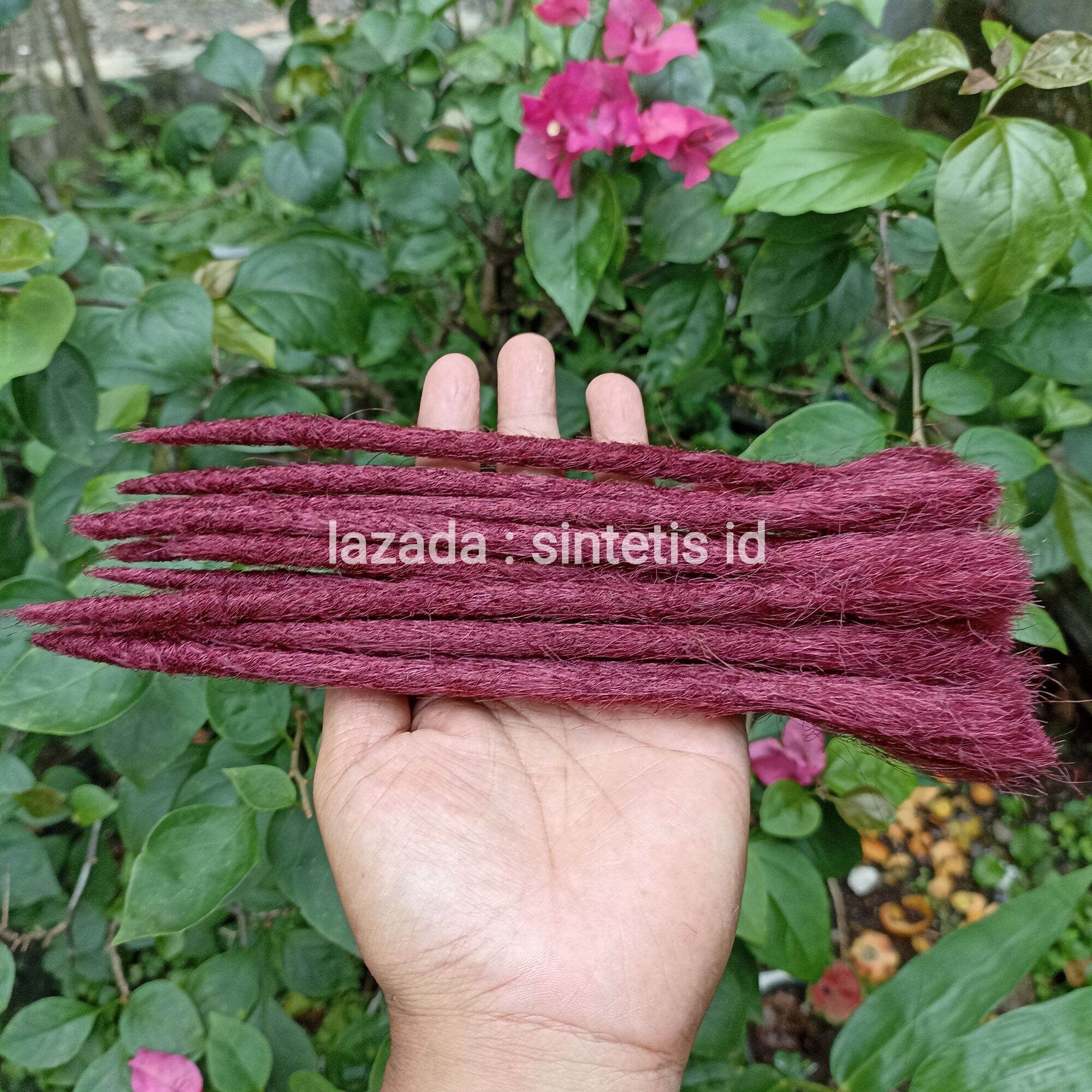 Rambut gimbal sintetis dreadlocks warna merah maroon panjang 20cm 10 ...
