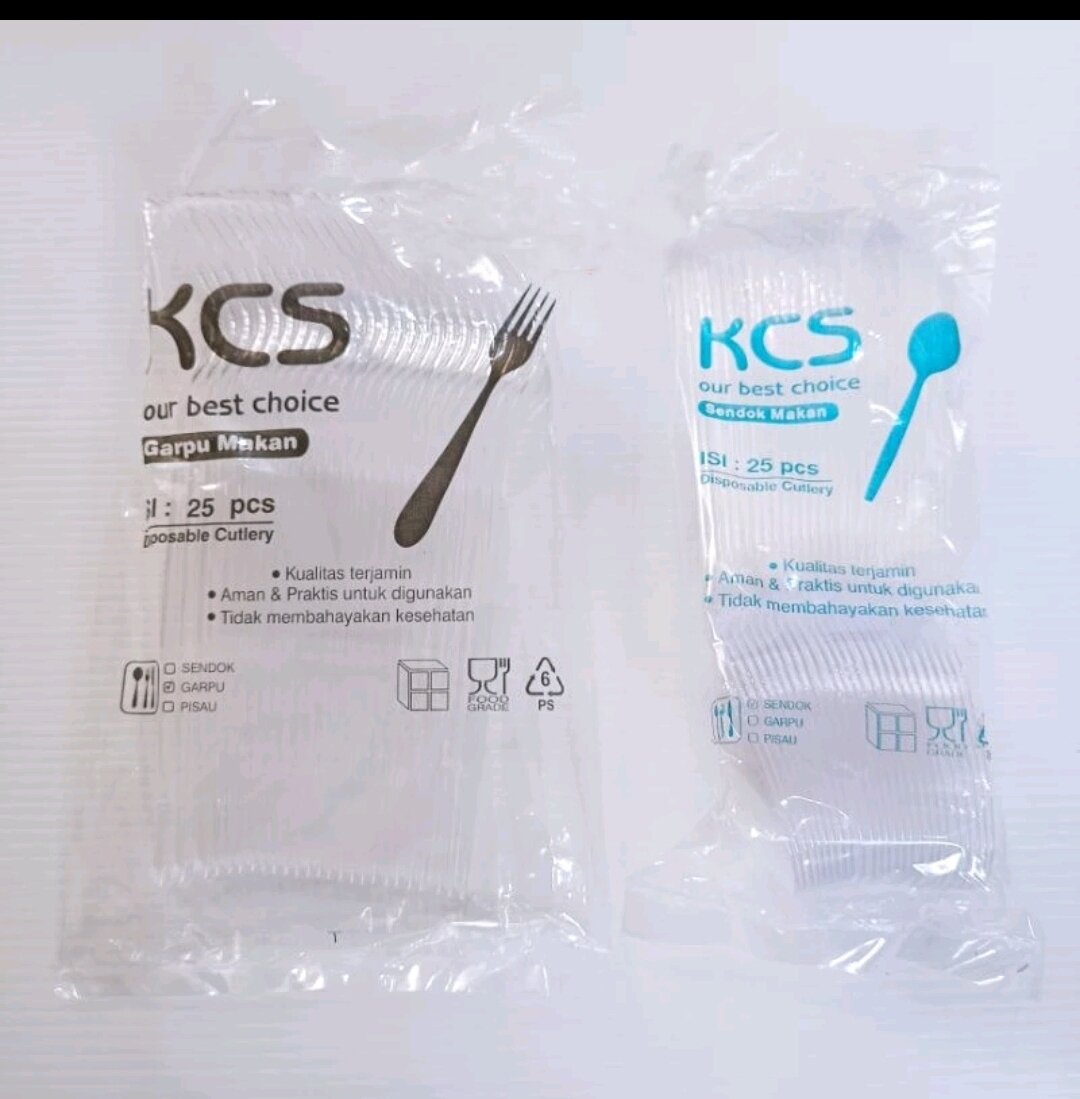 Sendok Makan / Sendok Garpu 2in1 / Garpu Makan Panjang BENING KCS ( isi 25 pcs) | Lazada Indonesia