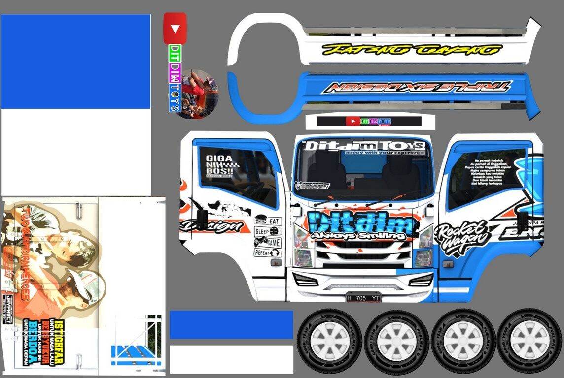 [Bayar Di Tempat] Stiker truk ditdim biru putih 2 lembar ukuran besar ...