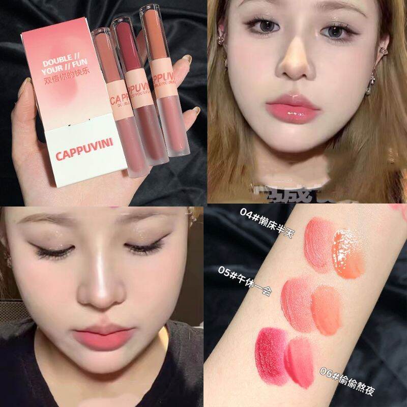 Cappuvini Lipstick 2in1 Lip Mud & Liptint Dua Ujung Lip Glasir Lipstick ...