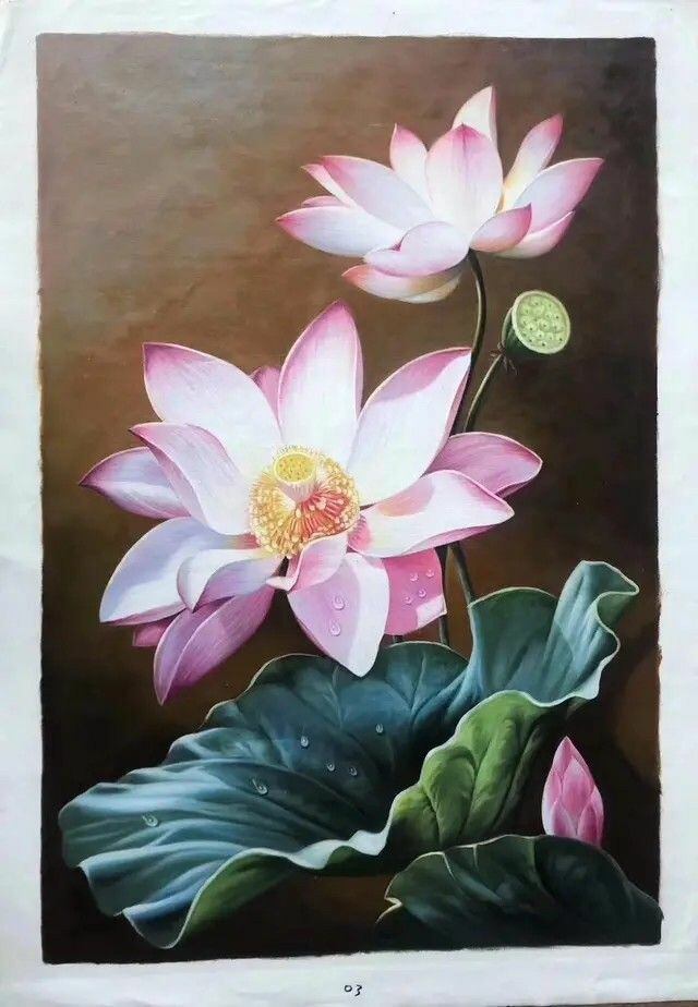 lukisan cetak bunga teratai plus bingkai ukuran 65×45 | Lazada Indonesia