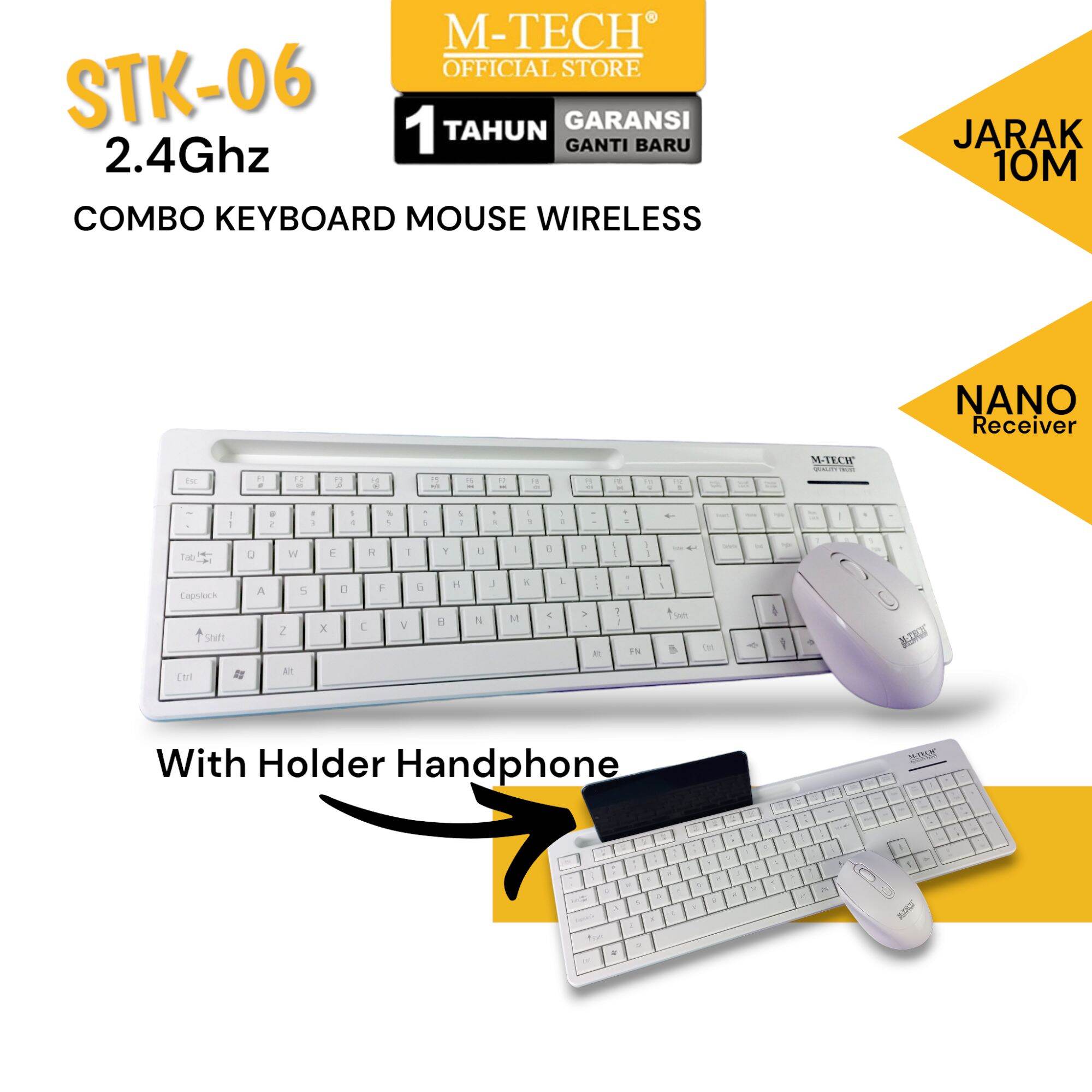 M-Tech Original Keyboard Combo Mouse Wireless STK-06 With Phone Holder ...