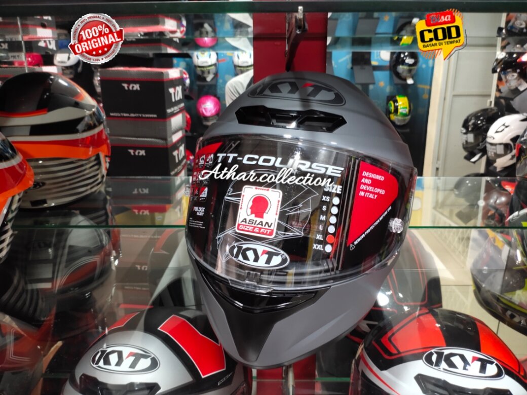 Helm KYT TT Course Solid Matt Gorilla Grey/ TTC Polos Doff Full Face ...