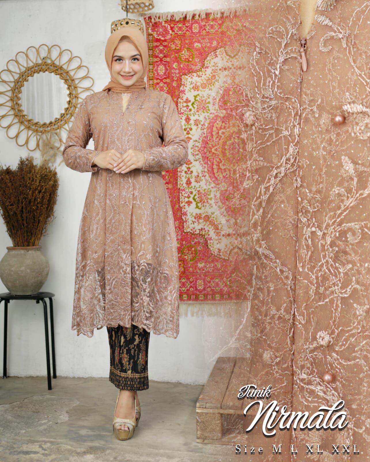 SETELAN TUNIK NIRMALA/ SET KEBAYA TUNIK TILE/ TUNIK BUSUI/ TUNIK TILE ...