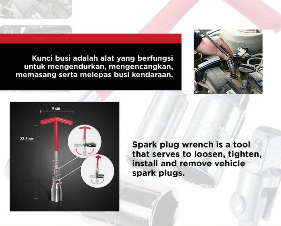 Kunci Busi Flexible 16mm dan 21mm Buat motor , mobil dan mesin industri ...