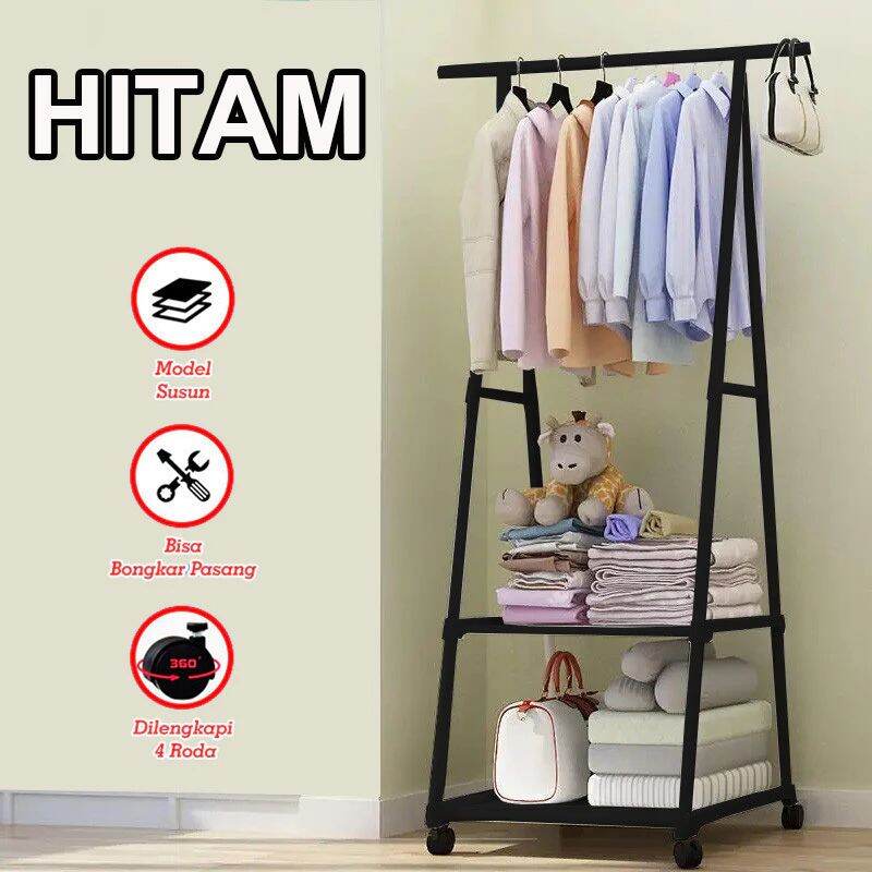 Triangle Stand Hanger Rak Baju Segitiga Rak Buku Rak Susun Serbaguna ...