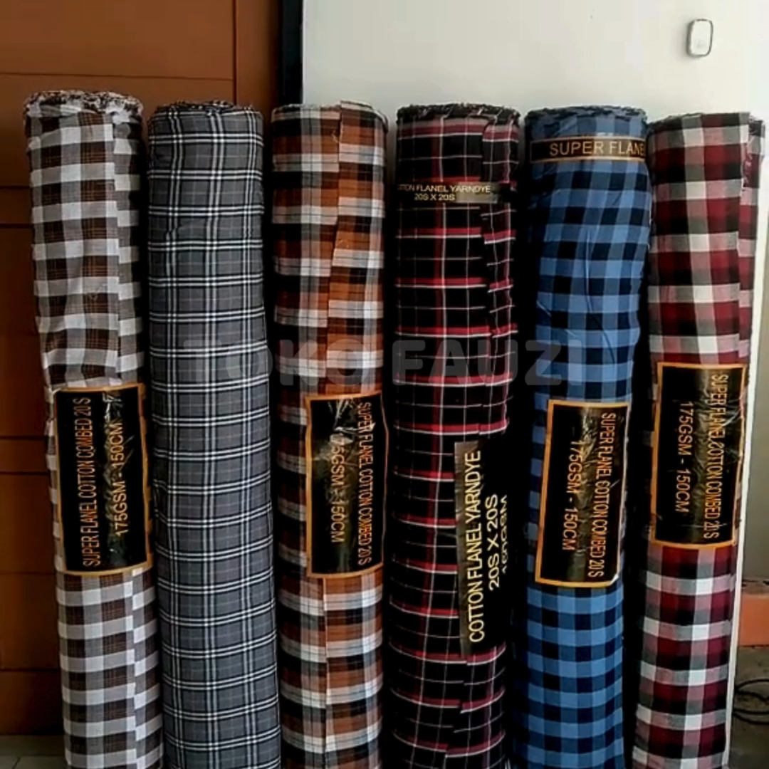 50cm Kain Katun Flanel Kotak Yarndyed Bahan Kemeja Tunik Gamis