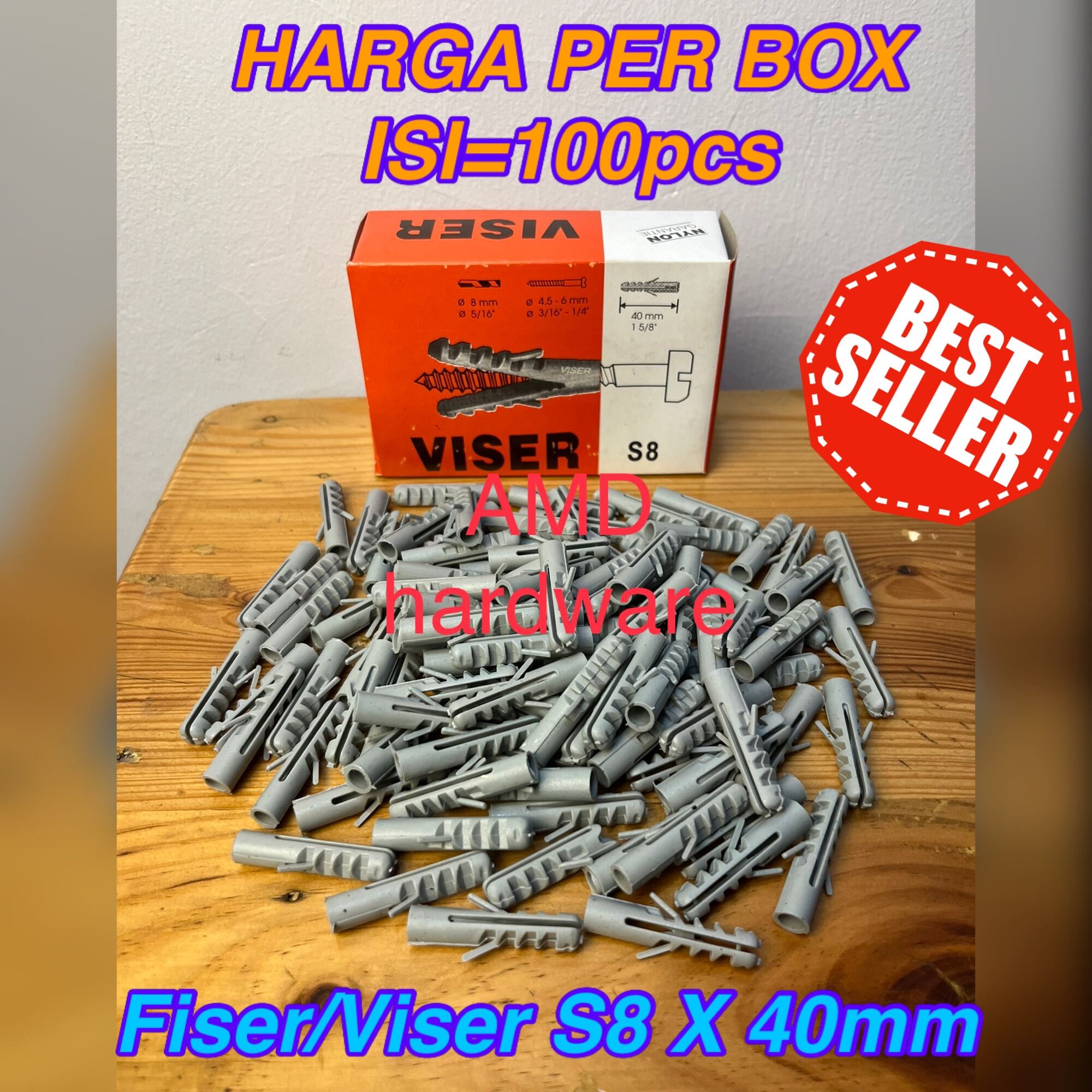 FISER VISER S6 S8 S10 S12 Penahan Baut Sekrup Piser 6 8 10 12 mm skrup Anchor Bolt Angkur Nylon ...