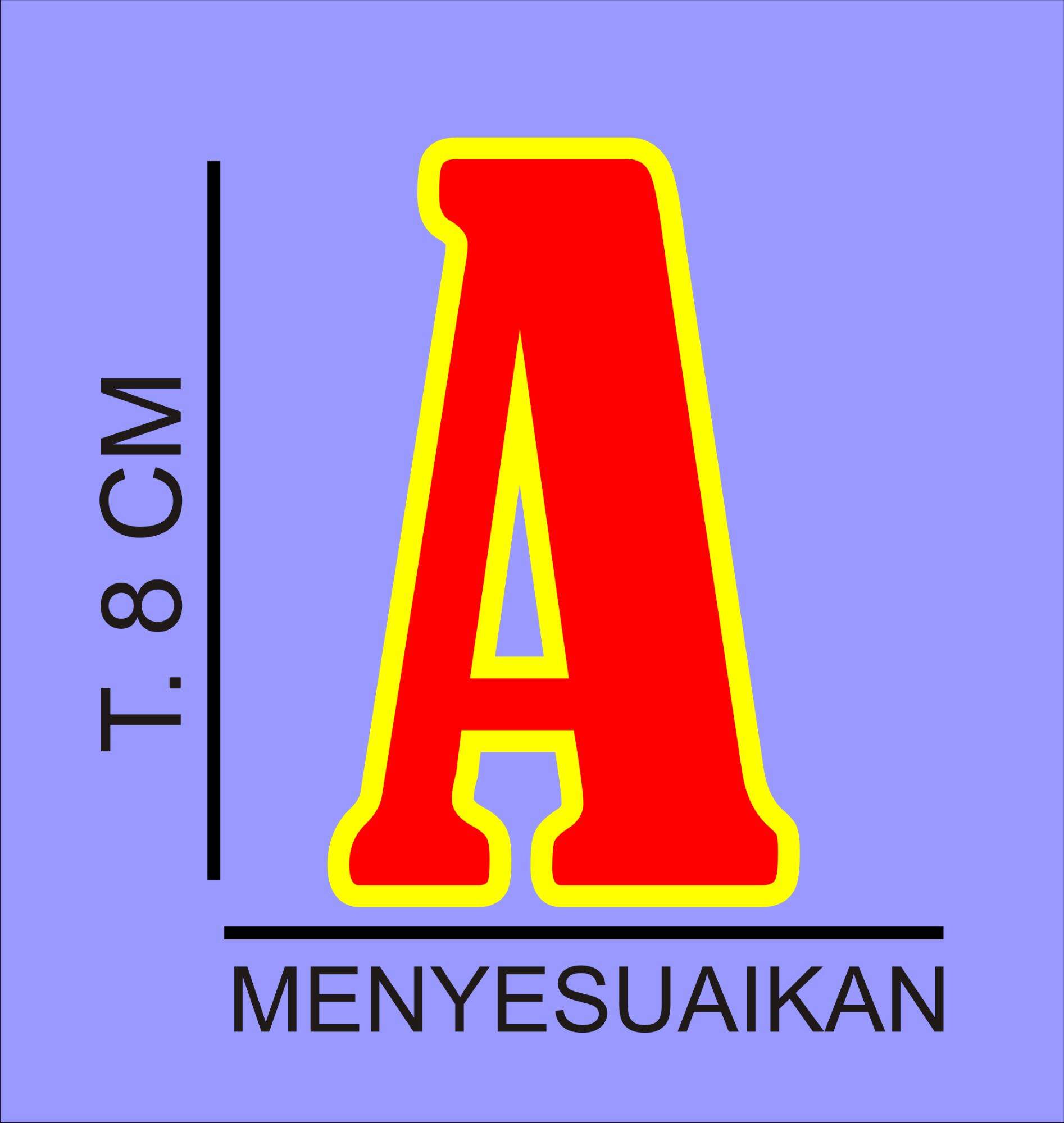 stiker cutting vinyl huruf dan angka satuan perhuruf ukuran tinggi 8cm ...