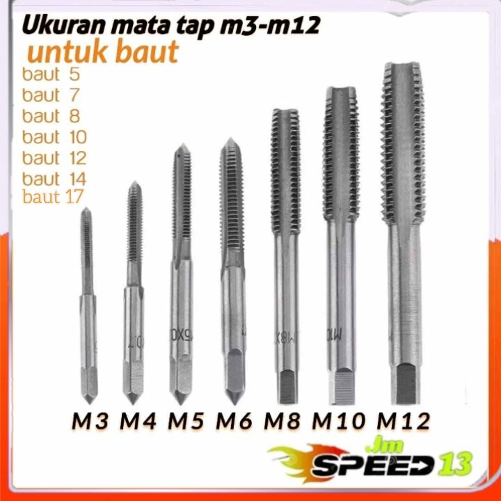 Hand tap set 7 pcs hand tab mata tap alat perbaikan drat dalam m3-m12 ...