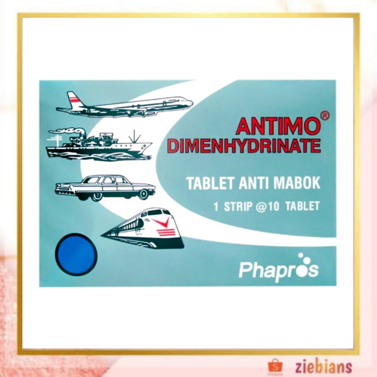 Antimo Tablet 1 Strip isi 10 Tablet, Obat Untuk Mabok Perjalanan, Anti ...
