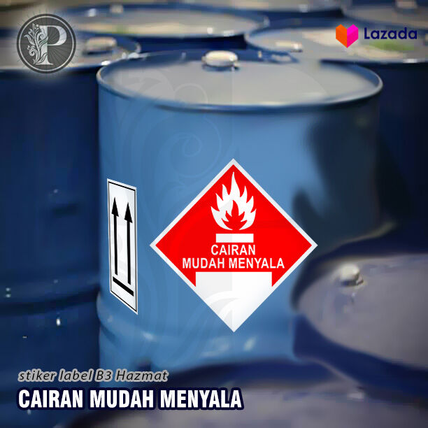 STIKER SIMBOL LABEL K3 LIMBAH B3 HAZMAT CAIRAN MUDAH MENYALA | Lazada ...