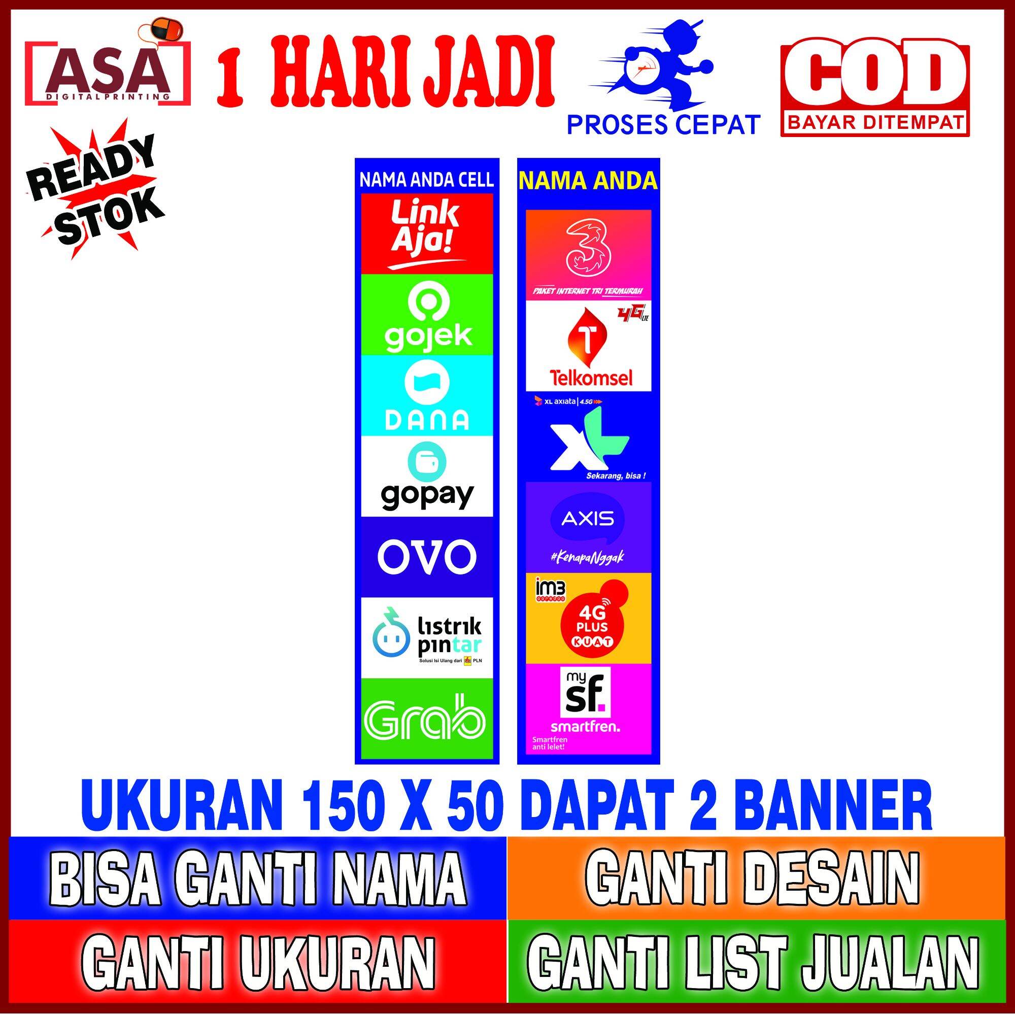 (TERMURAH) SPANDUK BANNER KONTER TERMURAH PAKET HEMAT. Ukuran 150 X 50, bisa ganti nama, tulisan ...