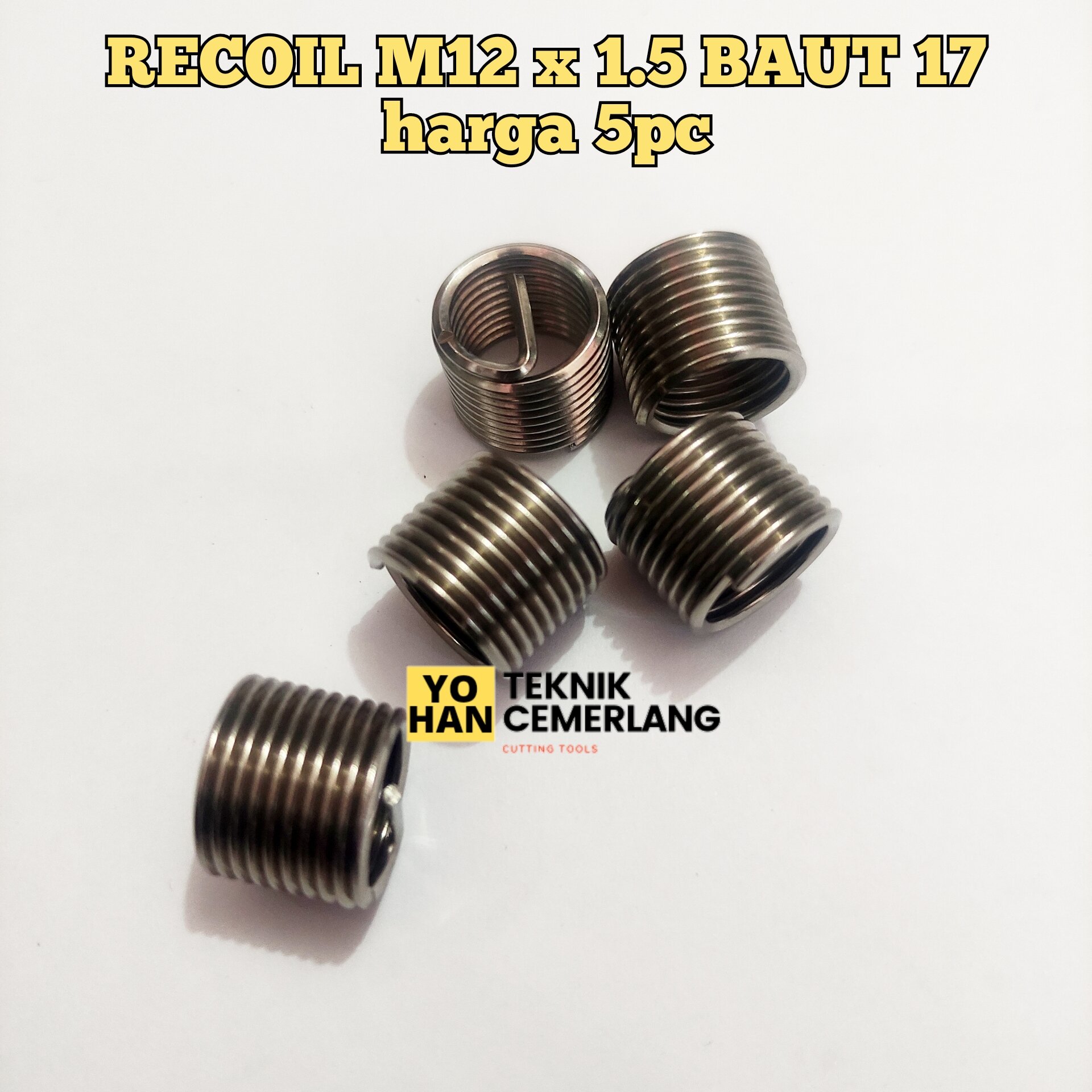 5 pcs Recoil M12 x 1.5 Alat Perbaikan Drat Baut Slek Baut Oli Ulir Baut ...