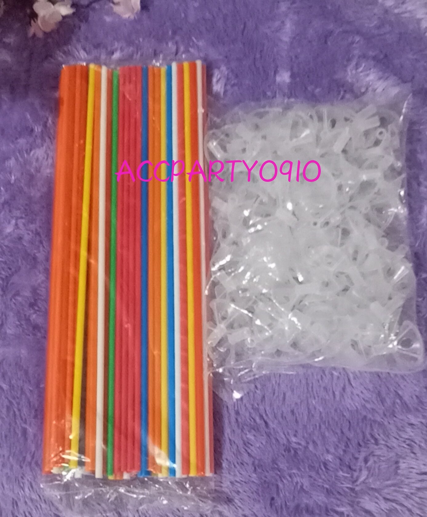 Stick balon + Cup Warna Mix / Tangkai Balon / Gagang Balon (100set ...