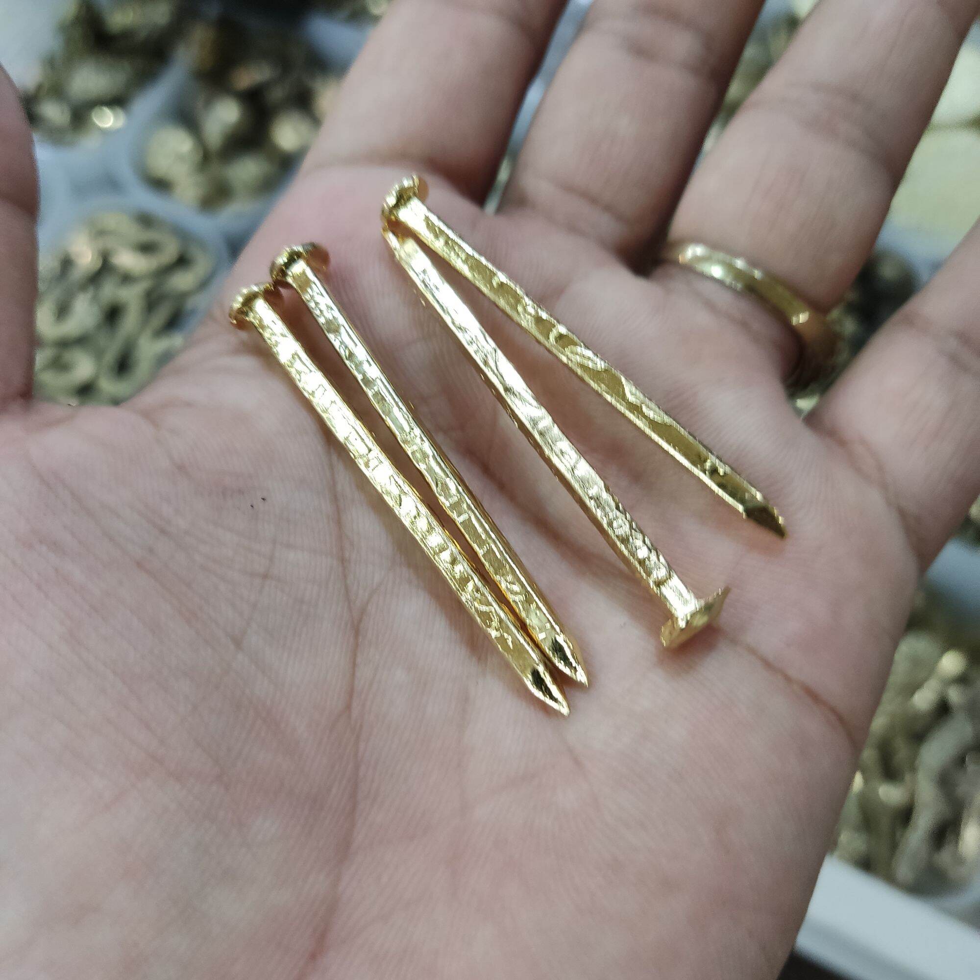 4 Pcs Paku Rajah Kuningan // Wesi Paku Kuning Emas | Lazada Indonesia