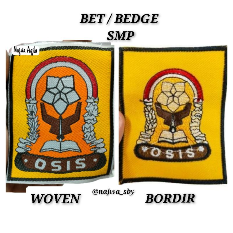 Bet / Badge SMP Rajut Woven dan BORDIR Atribut Saku Seragam Sekolah ...