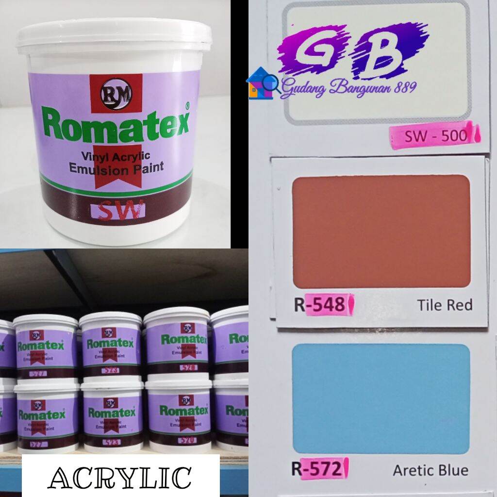 ROMATEX SW-SUPER WHITE/CAT TEMBOK/CAT ACRYLIC PUTIH SW 1KG | Lazada ...