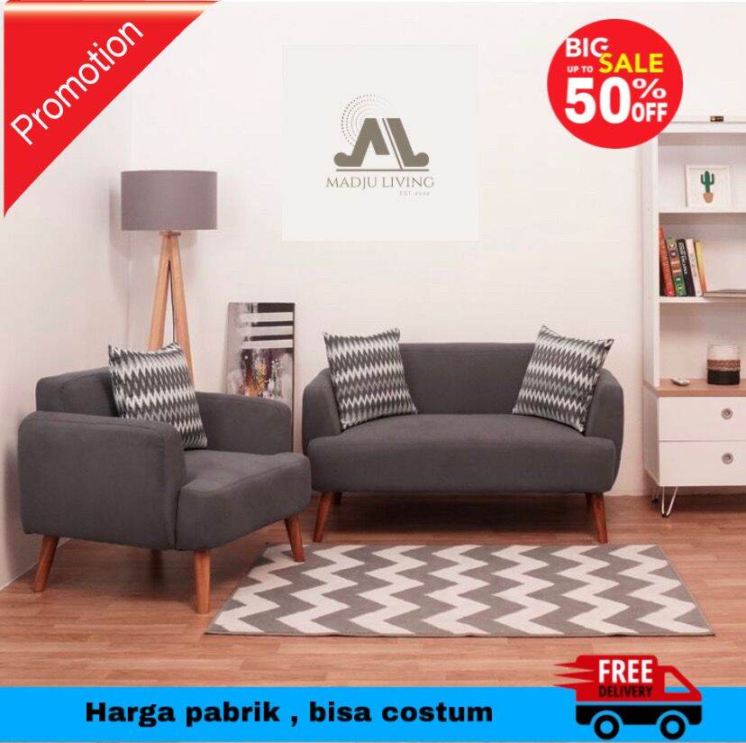 sofa minimalis retro 2 + 1 seater ( free meja ) | Lazada Indonesia