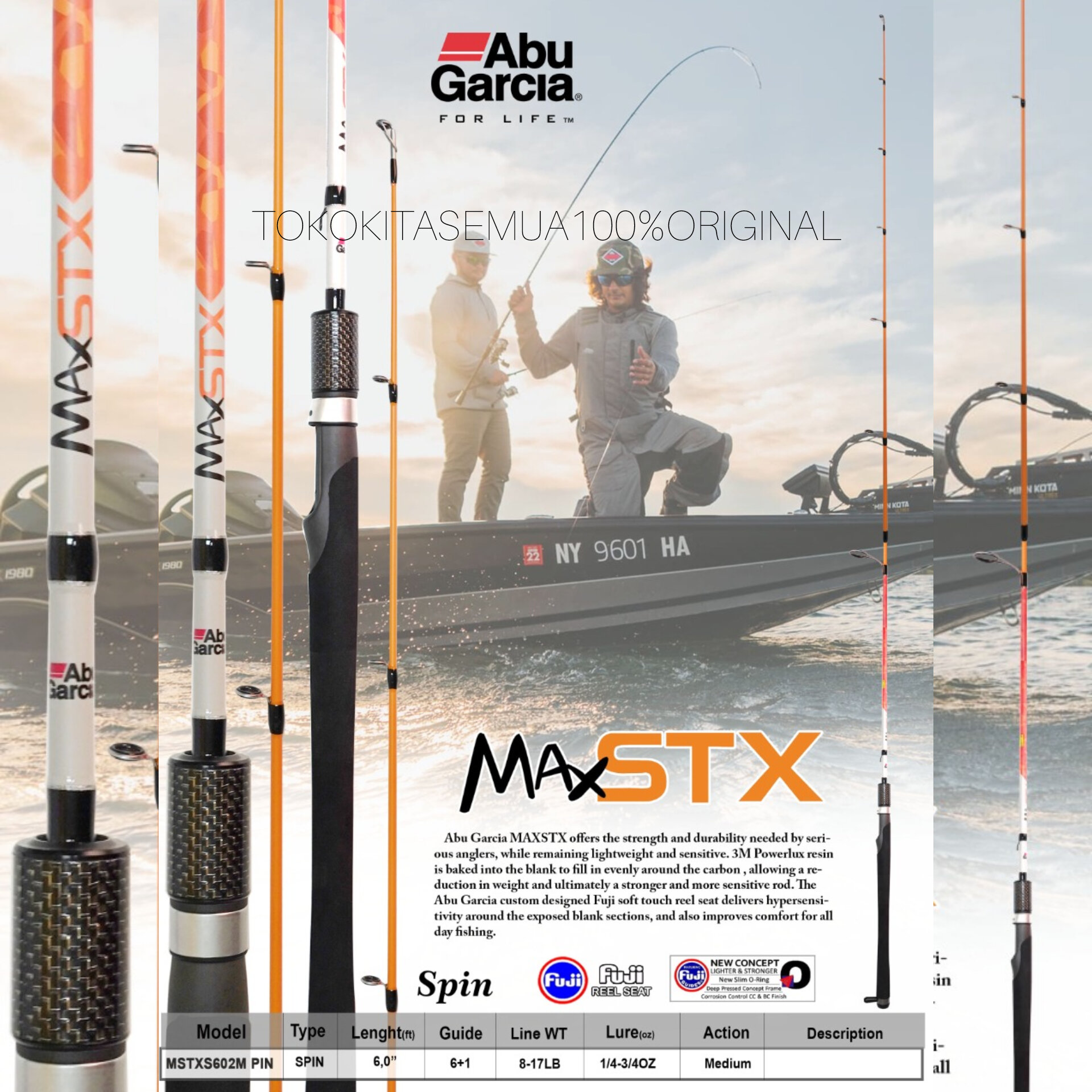 Joran Abu Garcia MAX STX Spinning 602M Japan Style & Full Eva | Lazada Indonesia