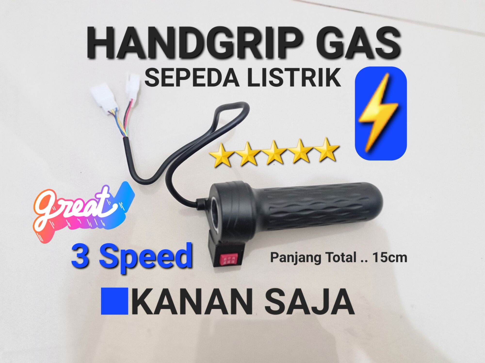 Throttle handle grip gas selis sepeda listrik sebelah saja 12v 24v 36v ...