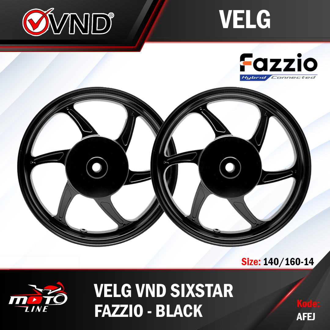 VELG VND SIX STAR FAZZIO 140/160 RING 14 BLACK | Lazada Indonesia