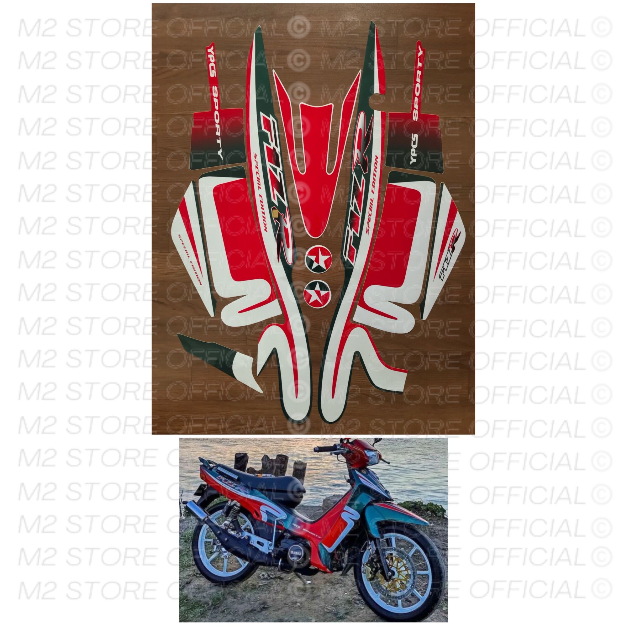Striping list lis body motor Yamaha fiz r FIZ R caltex caltek hijau ...